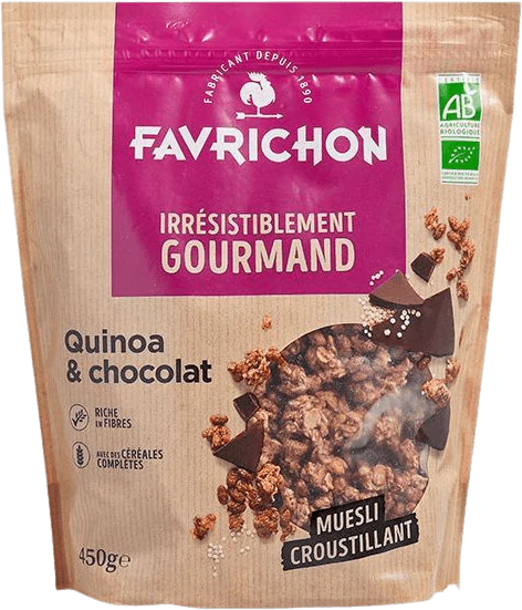 Muesli Croustillant Quinoa Chocolat Bio 450g Favrichon | -18% sur Kazidomi