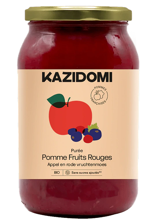 Compote Pomme Fruits Rouges Bio 915g | -30% sur Kazidomi